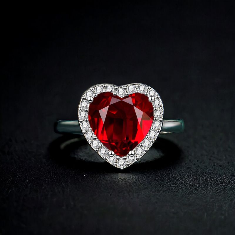 Buy Designs & You Silver Plated Crushed Ice Cut Red Finger Ring Online