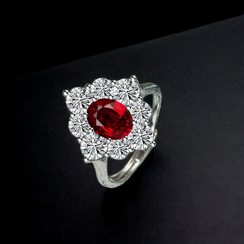 Buy Designs & You Silver Plated Crushed Ice Cut Red Finger Ring Online