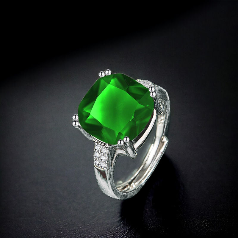 Buy Designs & You Silver Plated Crushed Ice Cut Green Finger Ring Online