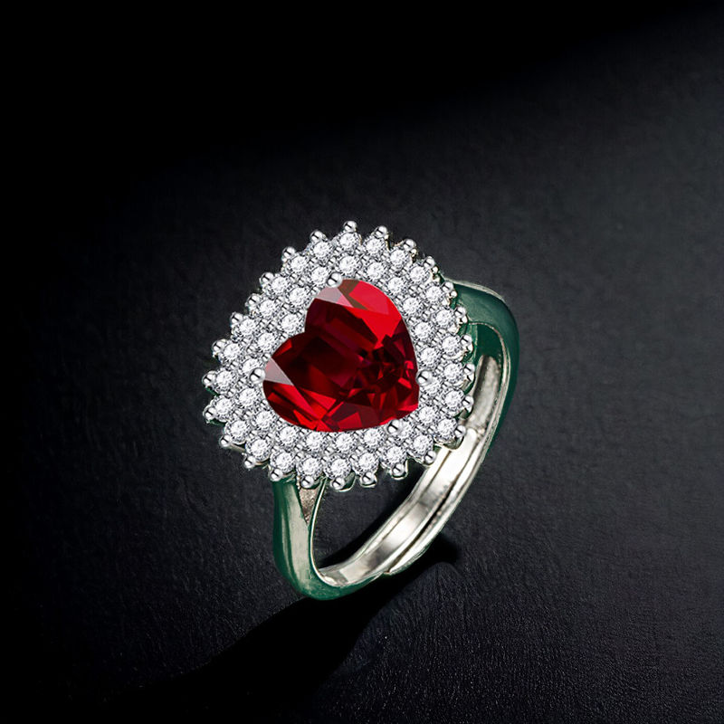 Buy Designs & You Silver Plated Crushed Ice Cut Red Finger Ring Online