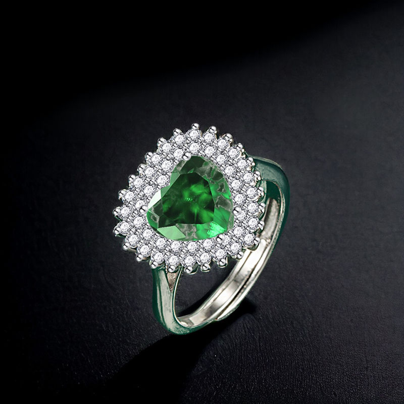 Buy Designs & You Silver Plated Crushed Ice Cut Green Finger Ring Online