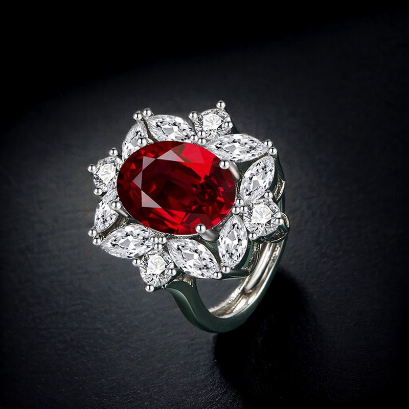 Buy Designs & You Silver Plated Crushed Ice Cut Red Finger Ring Online