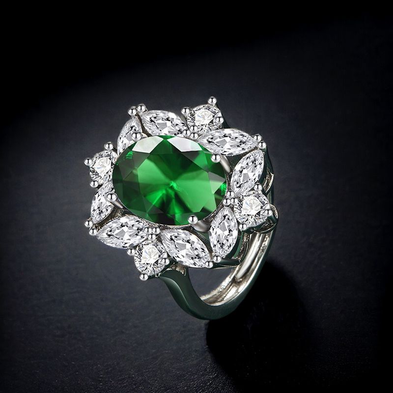 Buy Designs & You Silver Plated Crushed Ice Cut Green Finger Ring Online