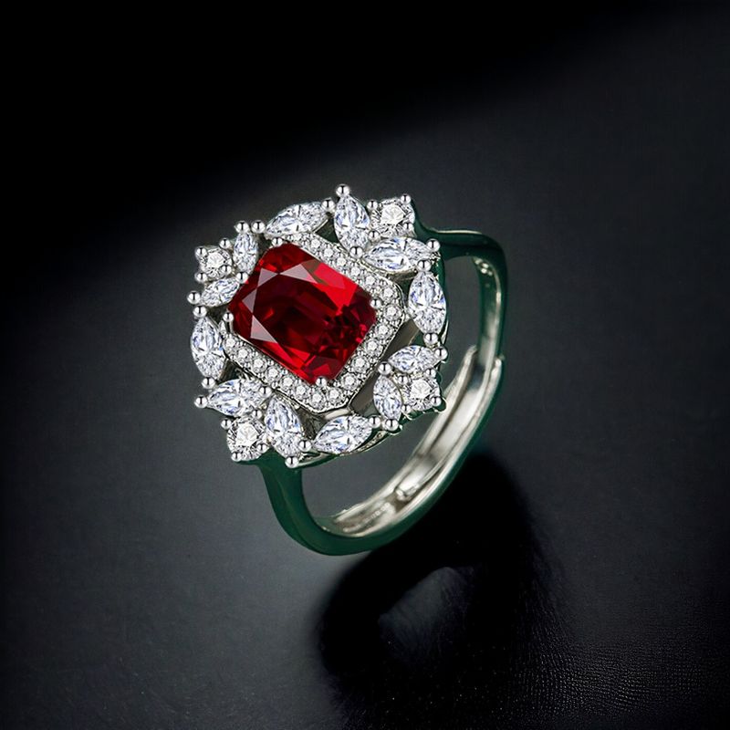 Buy Designs & You Silver Plated Crushed Ice Cut Red Finger Ring Online