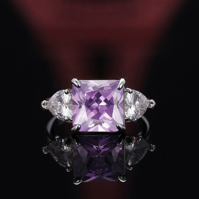 Buy Designs & You Silver Plated Crushed Ice Cut Purple Finger Ring Online