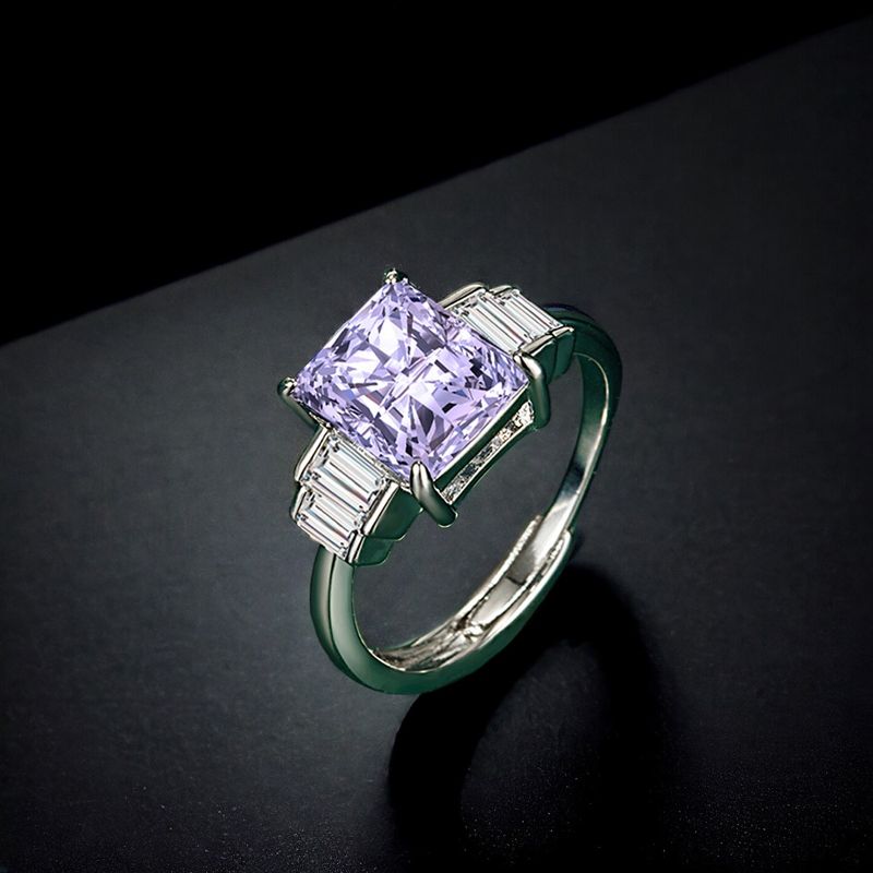 Buy Designs & You Silver Plated Crushed Ice Cut Purple Finger Ring Online