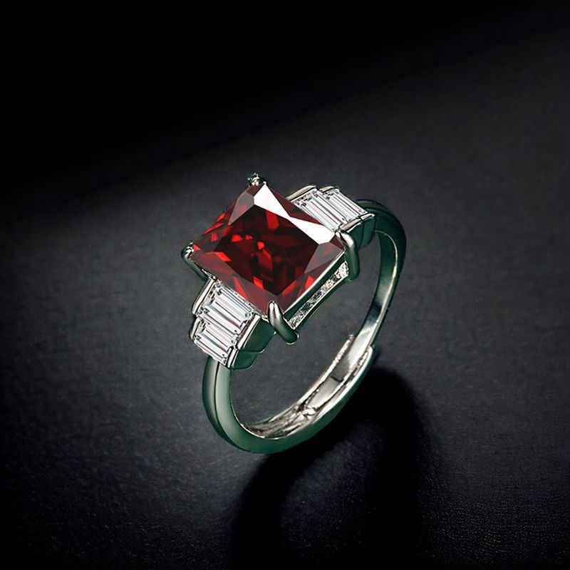 Buy Designs & You Silver Plated Crushed Ice Cut Red Finger Ring Online