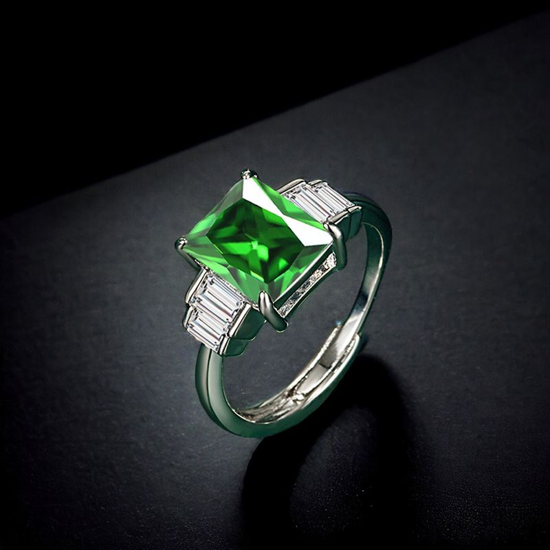 Buy Designs & You Silver Plated Crushed Ice Cut Green Finger Ring Online