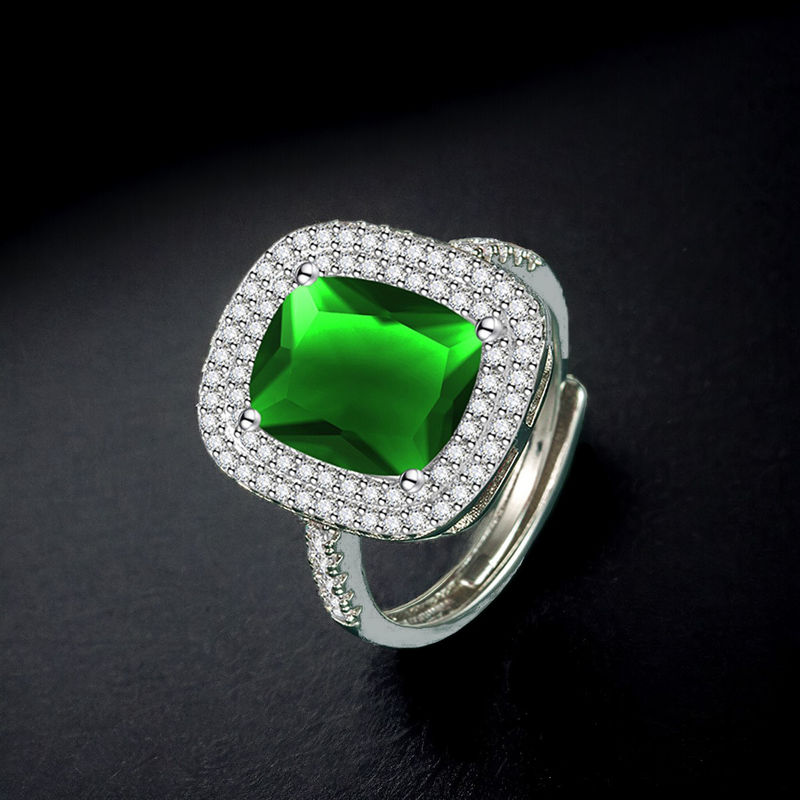 Buy Designs & You Silver Plated Crushed Ice Cut Green Finger Ring Online