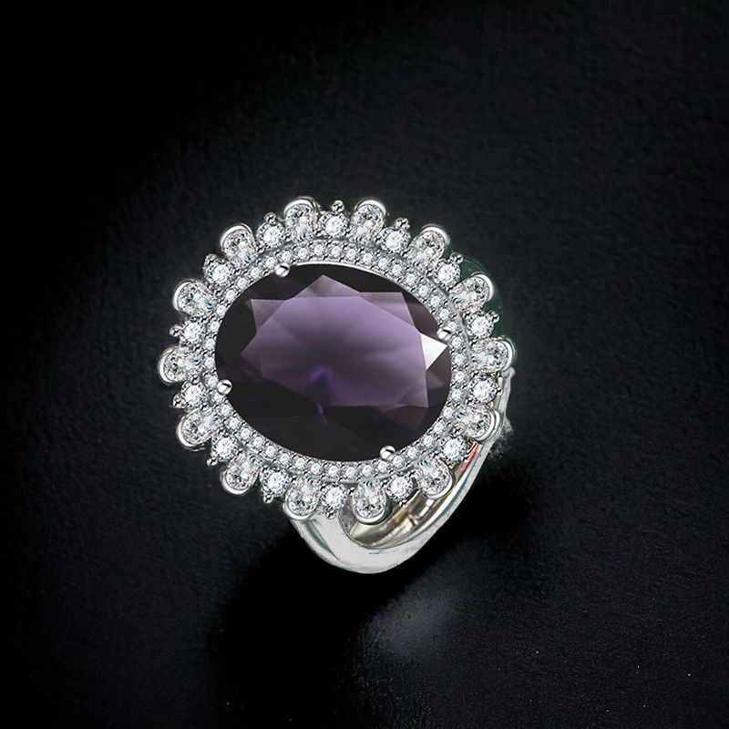 Buy Designs & You Silver Plated Crushed Ice Cut Purple Finger Ring Online