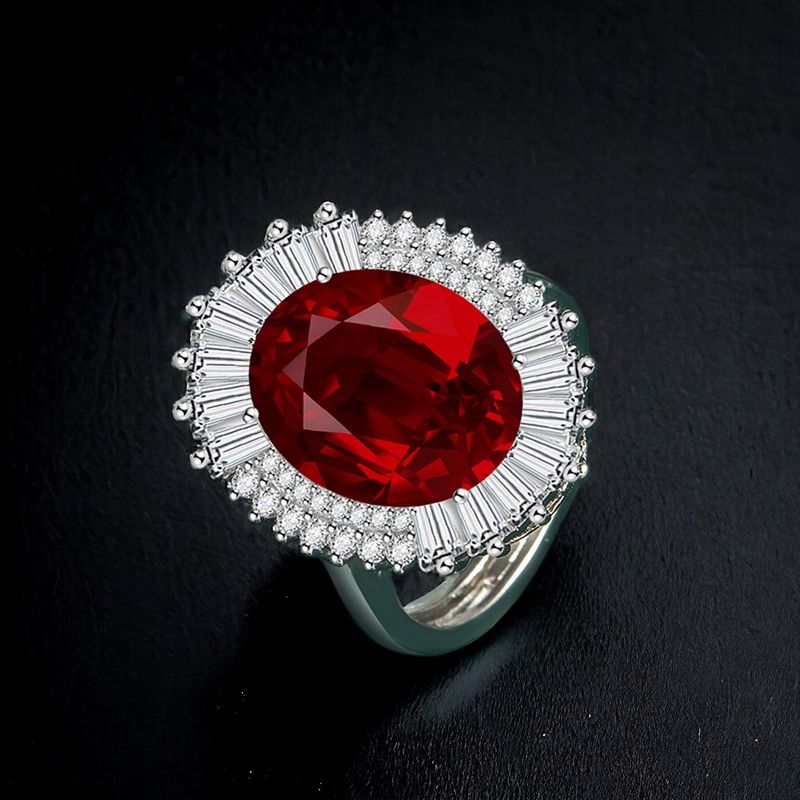 Buy Designs & You Silver Plated Crushed Ice Cut Red Finger Ring Online