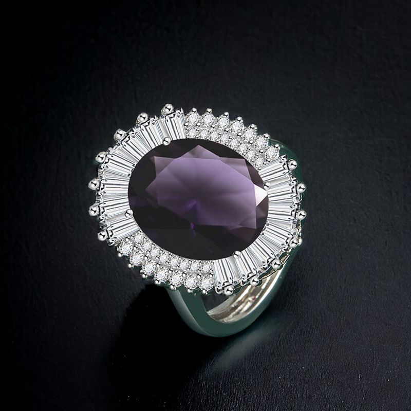 Buy Designs & You Silver Plated Crushed Ice Cut Purple Finger Ring Online