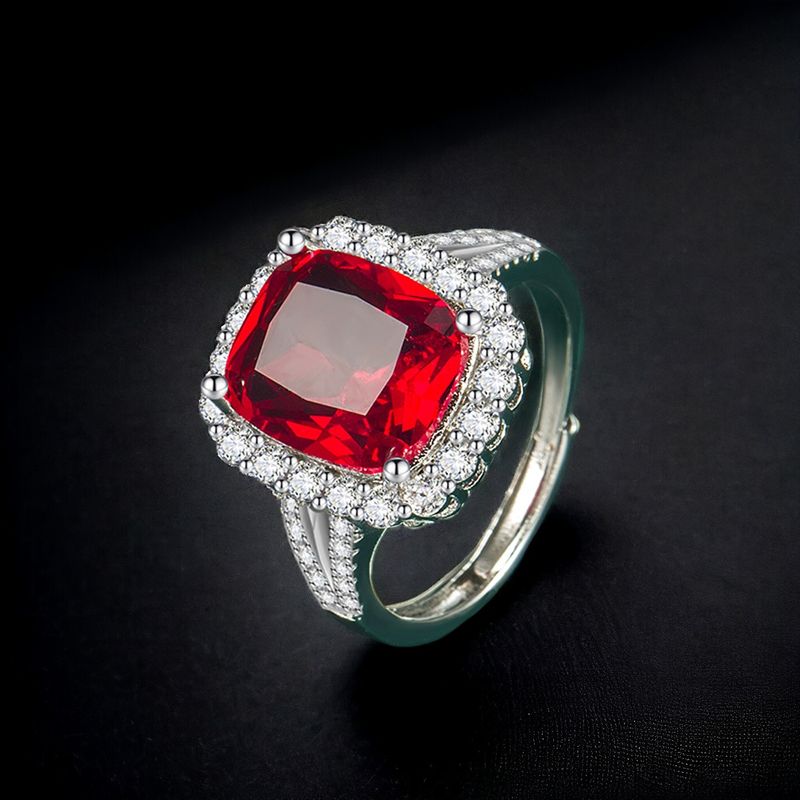 Buy Designs & You Silver Plated Crushed Ice Cut Red Finger Ring Online