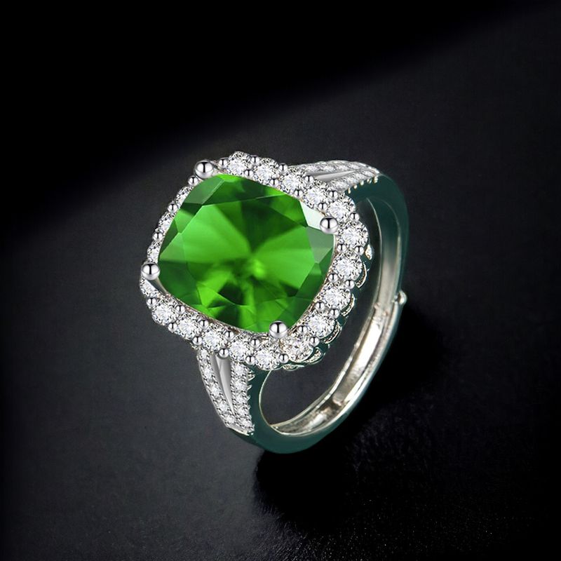 Buy Designs & You Silver Plated Crushed Ice Cut Green Finger Ring Online