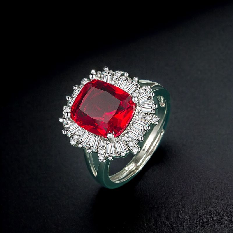 Buy Designs & You Silver Plated Crushed Ice Cut Red Finger Ring Online