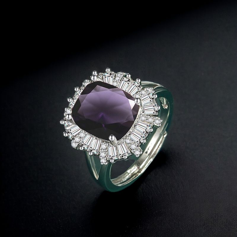 Buy Designs & You Silver Plated Crushed Ice Cut Purple Finger Ring Online