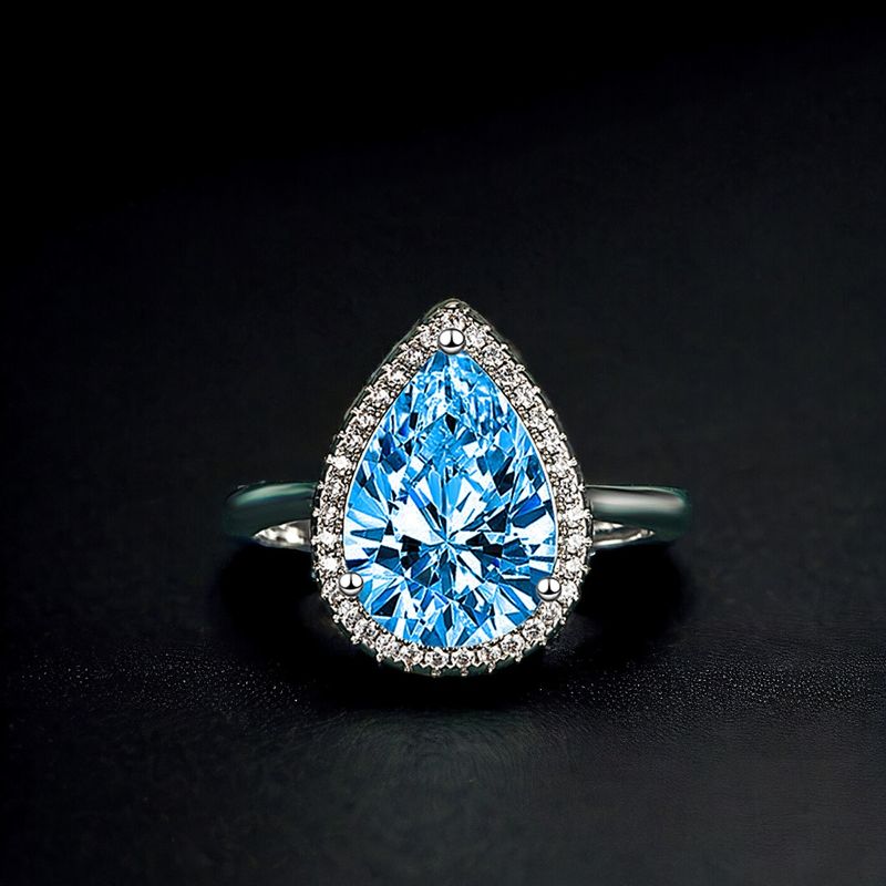 Buy Designs & You Silver Plated Crushed Ice Cut Blue Finger Ring Online