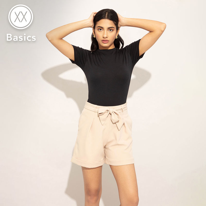 Buy Twenty Dresses by Nykaa Fashion Basics Black Solid High Neck Bodysuits Online