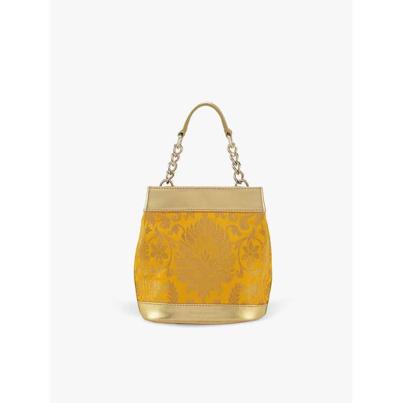 Buy Tan and Loom Rani Batua Banarasi Yellow Online
