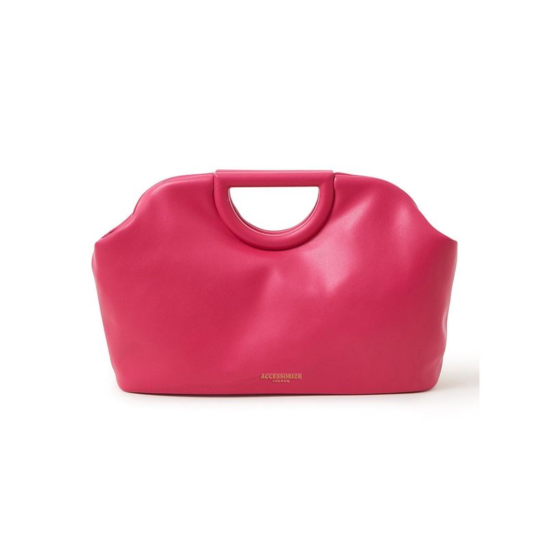 Buy Accessorize London Womens Faux Leather Pink Grab Handle Clutch Bag ...