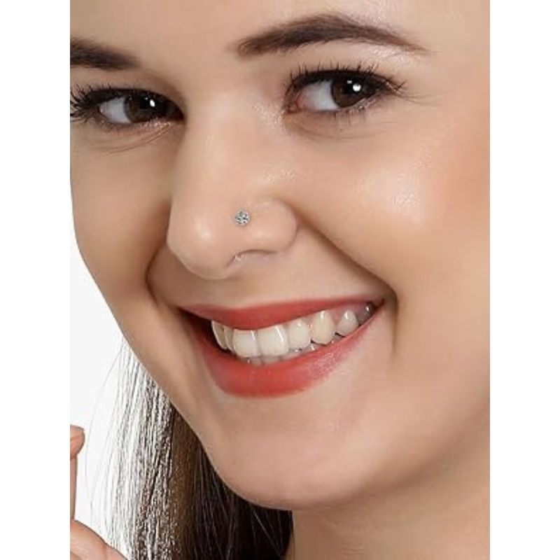 Buy Accessher 925-925 Sterling Silver Trendy Dice Shape Nose Pin for ...
