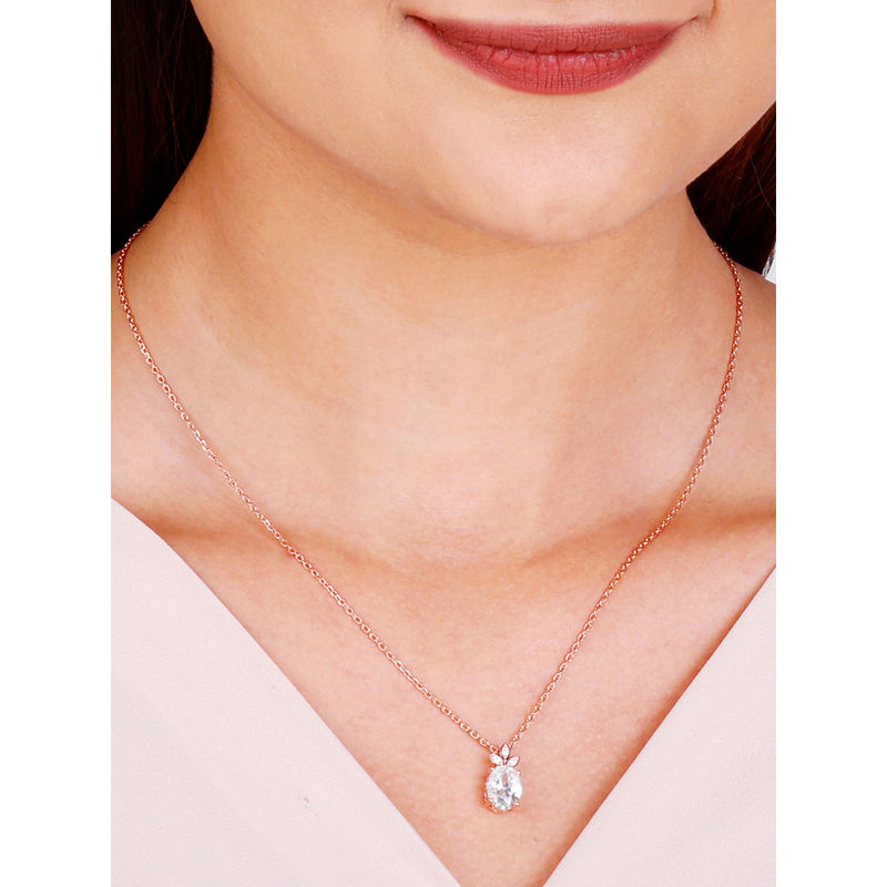 Buy GIVA Sterling Silver Rose Gold Glint of Happiness Pendant Online
