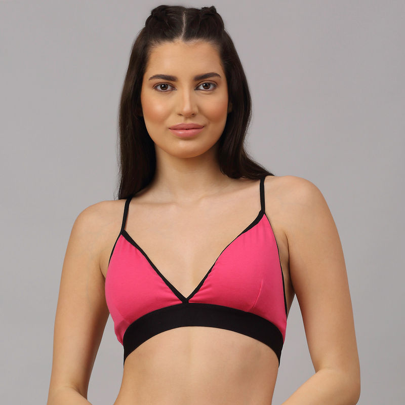 Buy PrettyCat Plunge Padded Bra - Pink Online