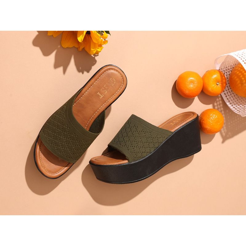 Buy GNIST Flatform Olive Wedges Online
