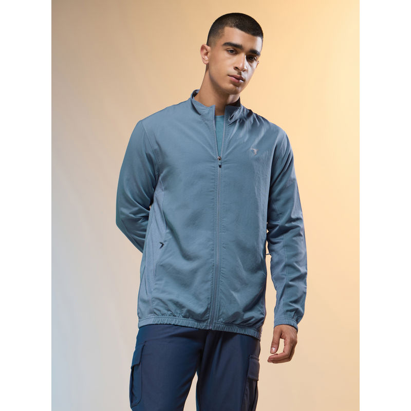 Buy Technosport Men Blue Technolite Solid Slim Fit High Neck Sports ...