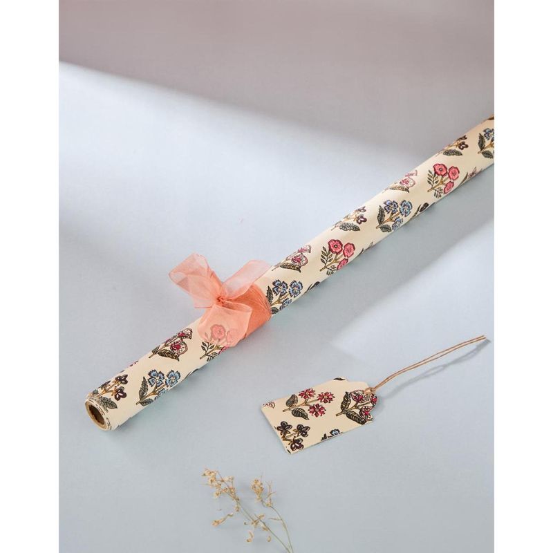 Buy Fabindia Multi Paper Printed Mughal Wrapping Sheet with Gift Tag Online