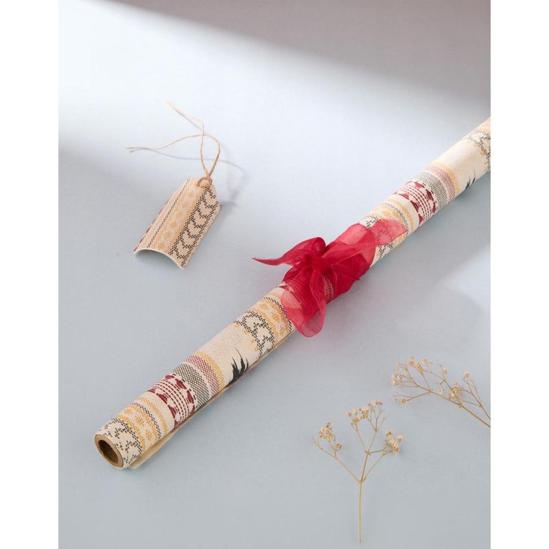 Buy Fabindia Multi Paper Printed Ikaath Wrapping Sheet with Gift Tag Online
