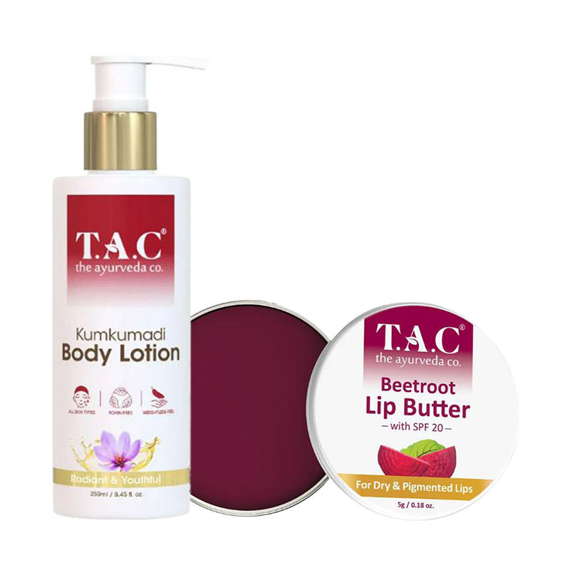 Buy TAC - The Ayurveda Co. Kumkumadi Body Lotion And Beetroot Lip ...