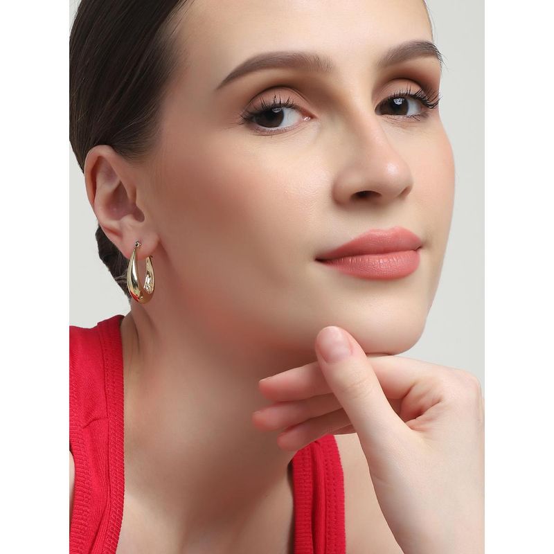 Buy ELLE Gold Plated Oval Metal Earring Online
