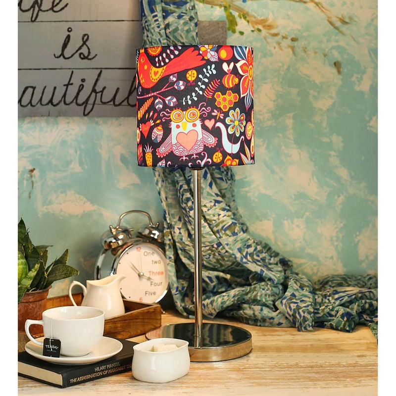 Buy Green Girgit Metal Chrome Finish with Colourful Jungle Lamp Online