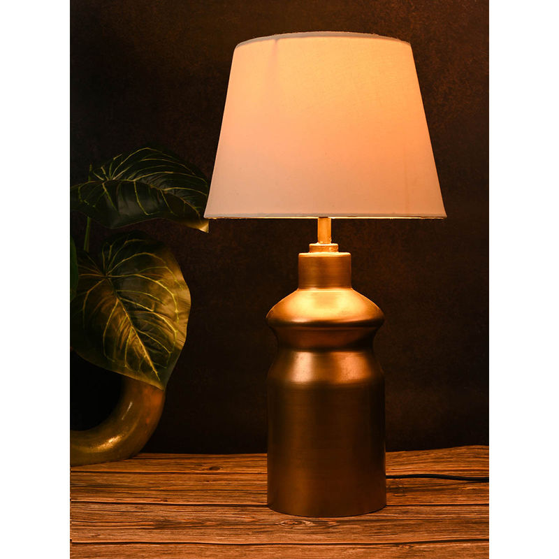 Buy Green Girgit Golden Metal Urn Shaped Lamp with Taper Solid White ...