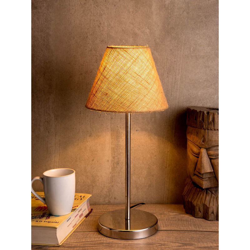 Buy Green Girgit Metal Table Lamp with Jute Shade Online