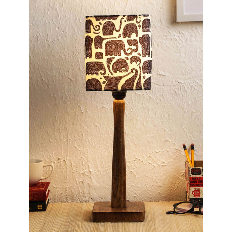 Buy Green Girgit Tiny Elephants Wooden Lamp Online