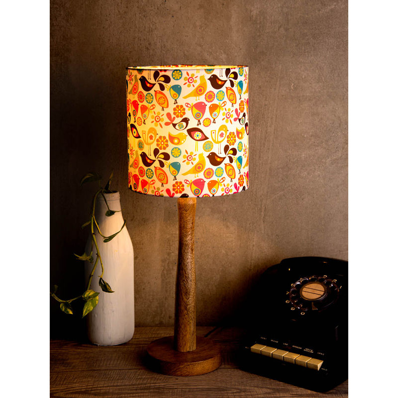 Buy Green Girgit Colourful Birds Wooden Lamp Online