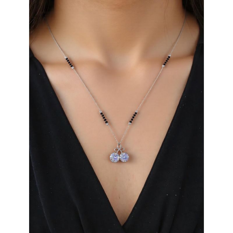 Buy Digital Dress Room Bow Solitaire Silver Short Mangalsutra Online