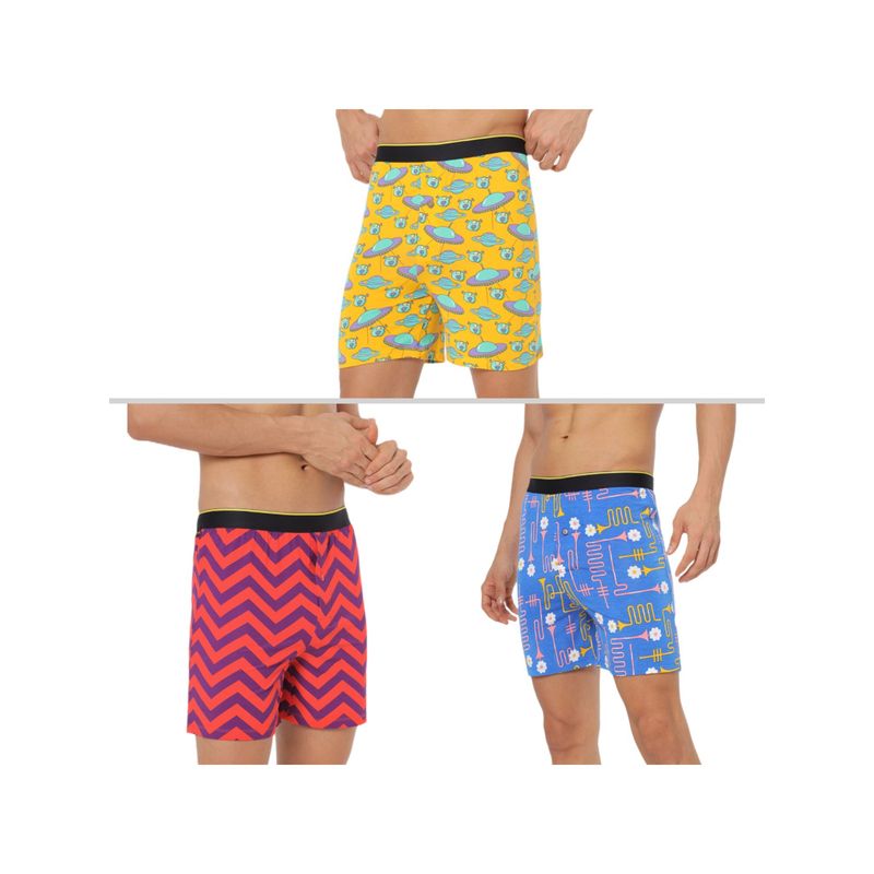 Buy Bummer Multi-Color Micro Modal Boxers Shorts for Men (Pack of 3) Online