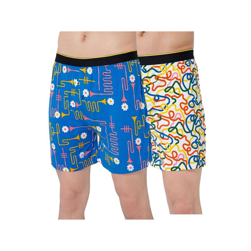 Buy Bummer Multi-Color Printed Micro Modal Boxers Shorts for Men (Pack ...