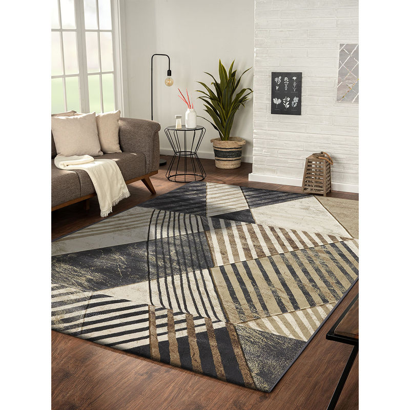 Buy OBSESSIONS Cream Polypropylene Machine Made Carpet (4x6 feet) Online