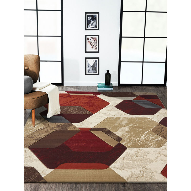 Buy OBSESSIONS Cream Polypropylene Machine Made Carpet (4x6 feet) Online