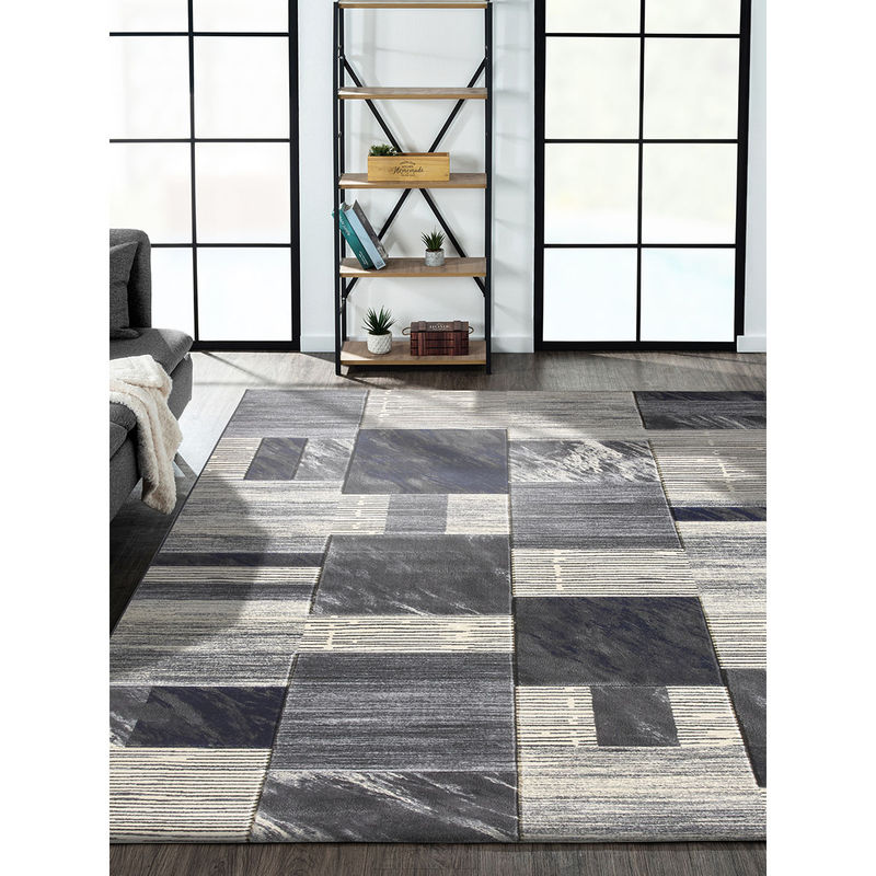 Buy OBSESSIONS Grey Polypropylene Machine Made Carpet (4x6 feet) Online