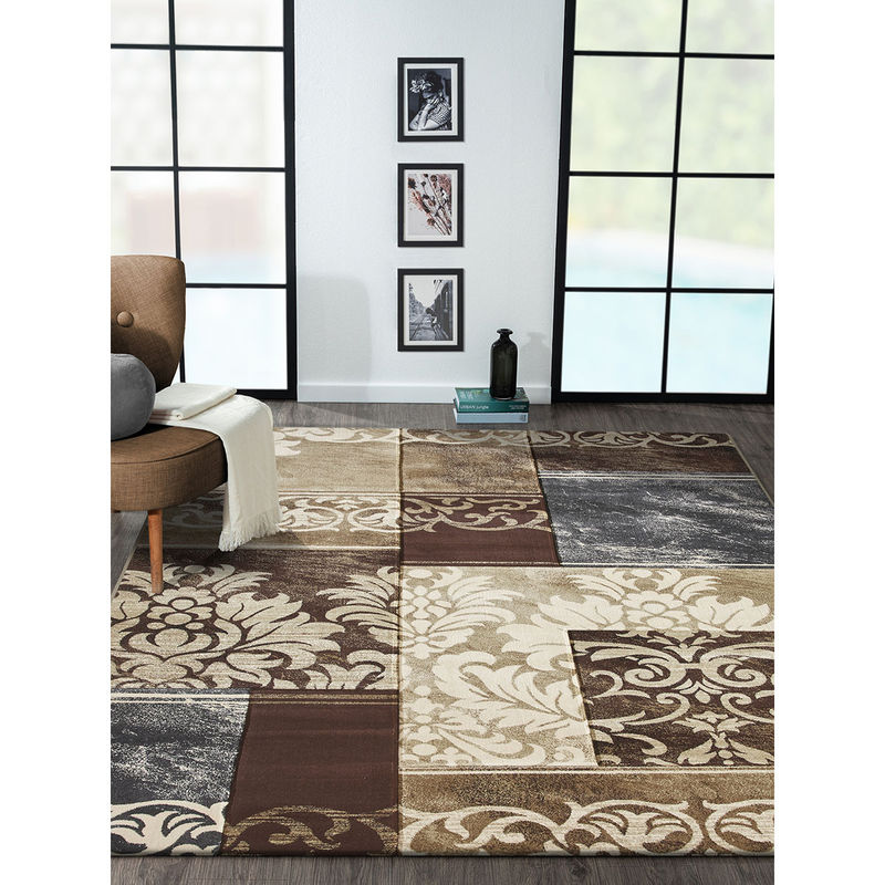 Buy OBSESSIONS Brown Polypropylene Machine Made Carpet (4x6 feet) Online