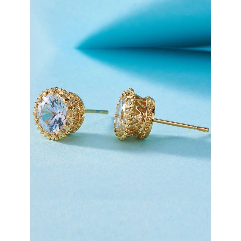 OOMPH Gold Tone Crown Shape Cubic Zirconia Ear Stud Earrings: Buy OOMPH ...