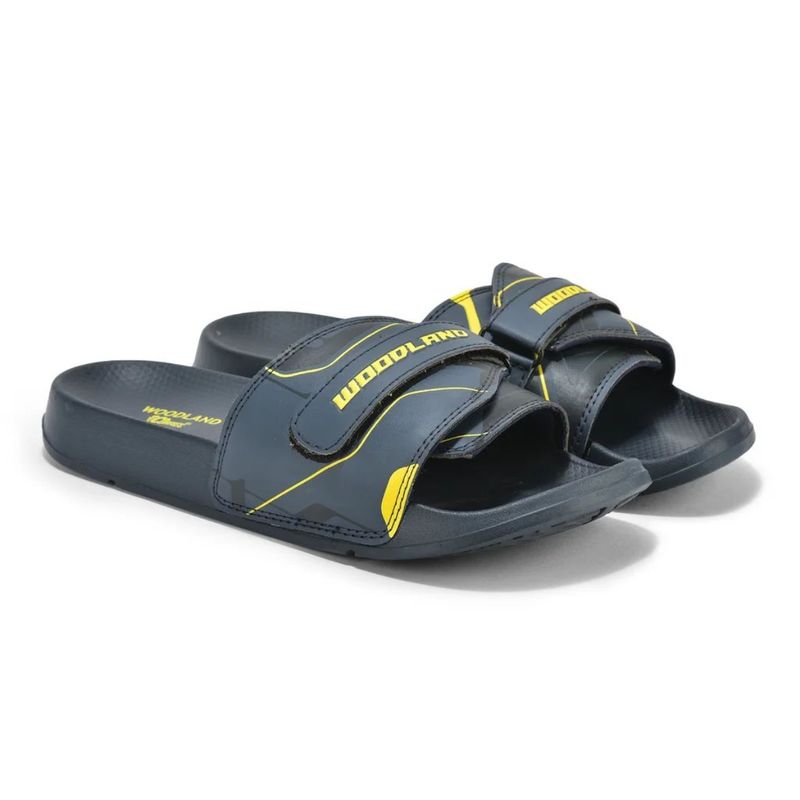 Buy WOODLAND Men Navy Blue Round Toe Sliders Online