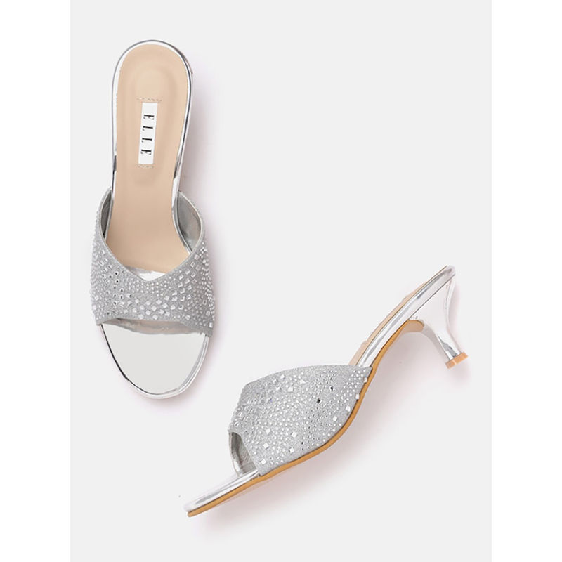 ELLE Silver Women Slip On Sandals: Buy ELLE Silver Women Slip On ...