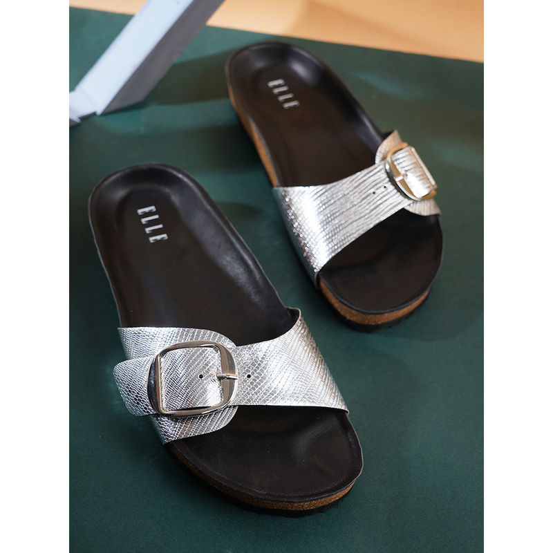 ELLE Silver Women Buckle Sandals: Buy ELLE Silver Women Buckle Sandals ...
