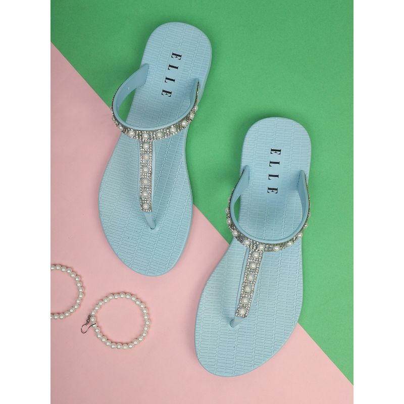 Buy ELLE Blue Women Slip On Flipflops Online